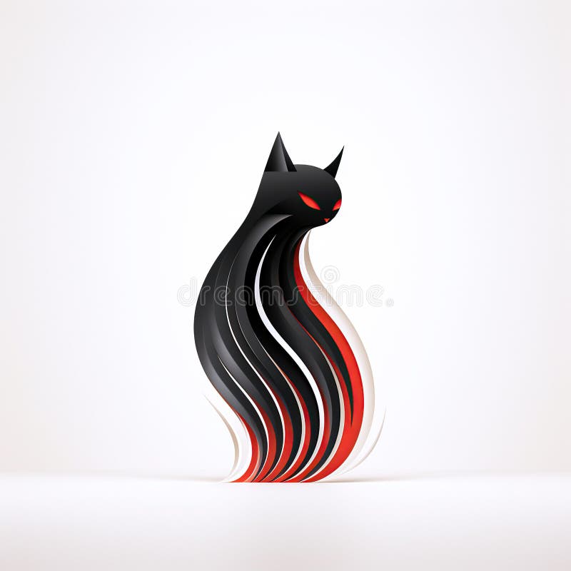 Minimalistic Logo Symbol with a Black Cat on White Background Stock ...