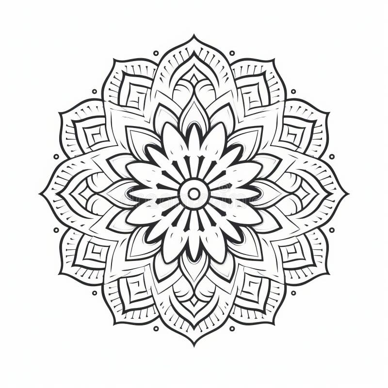 Minimalistic Mandala Coloring Page: Stenciled Iconography Design Stock ...