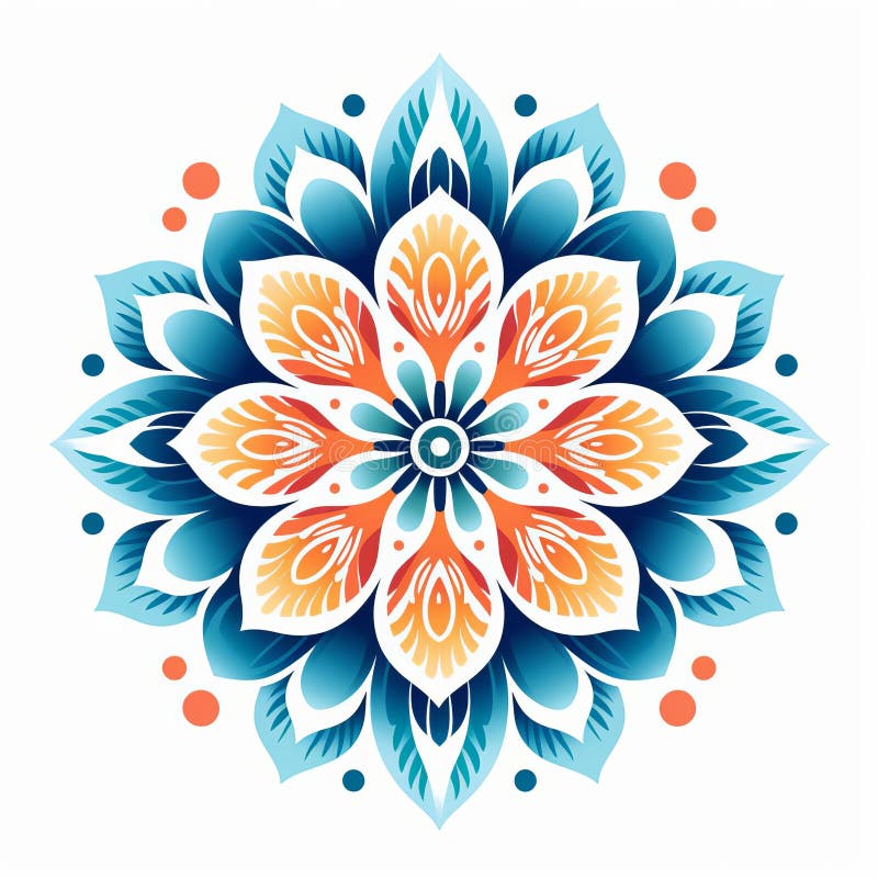 Minimalistic Mandalas Flower Icon Pattern on White Background Stock ...