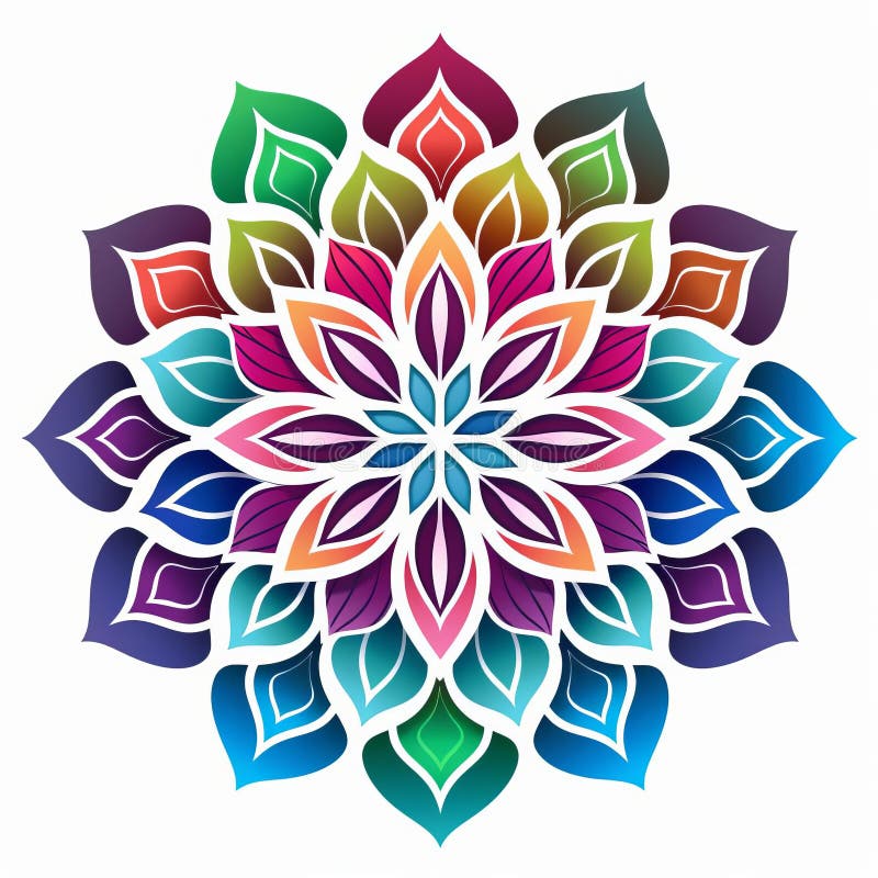 Minimalistic Mandalas Flower Icon on White Background Pattern Stock ...