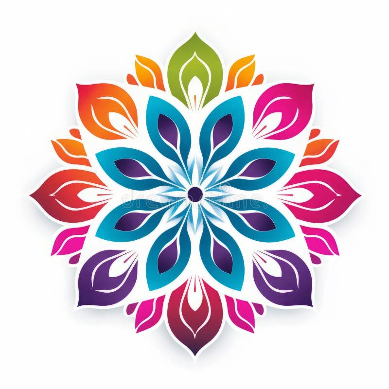 Minimalistic Mandalas Flower Icon on White Background Pattern Stock ...