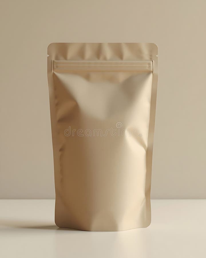 Minimalistic Matte Gold Stand-up Pouch for Product Packaging Stock ...