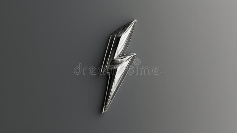 Minimalistic Metallic Lightning Bolt Against Dark Gray Background Stock ...