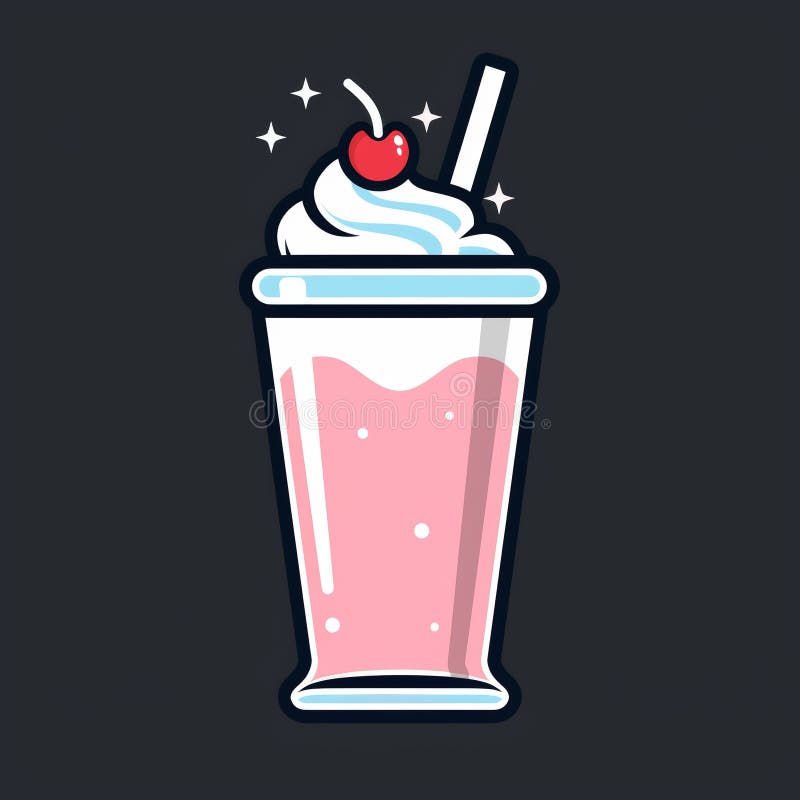 Minimalistic Milkshake Icon with Pastel Colors on Dark Background Stock ...