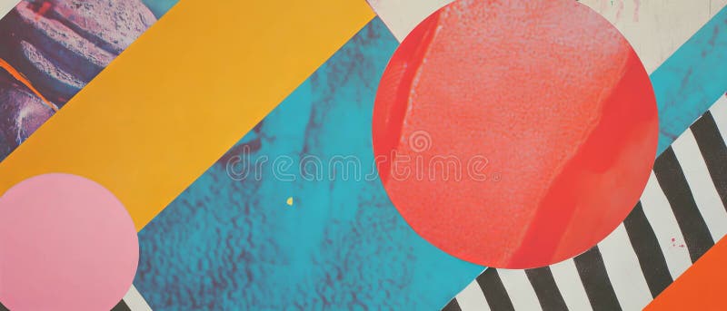 Minimalistic Mixed Media Collage with Colorful Geometric Patterns ...