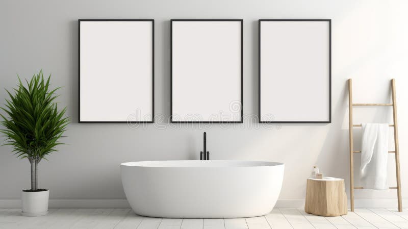 Minimalistic Modern Ad Posters: Three Empty Frames in White Stock ...