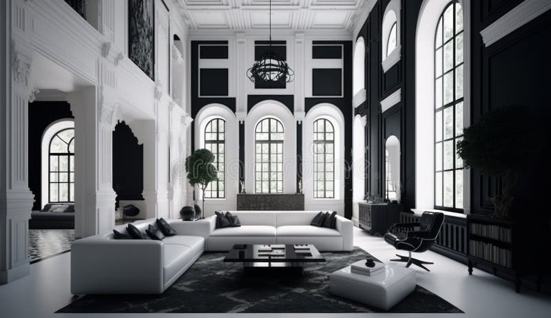Minimalistic Modern Black and White Interior Design, Generative AI ...