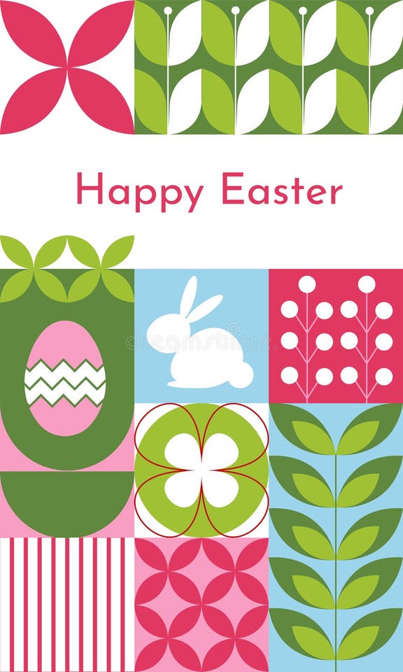 Minimalistic Modern Geometric Easter Banner, Greeting Card, Flyer, Space. Mosaic Easter Pattern ...
