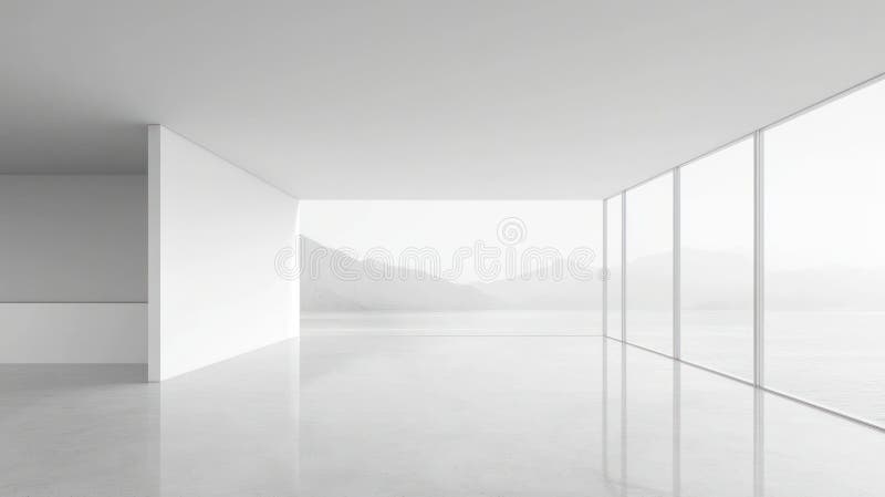 Minimalistic, Modern Interior with Large Floor To Ceiling Windows ...