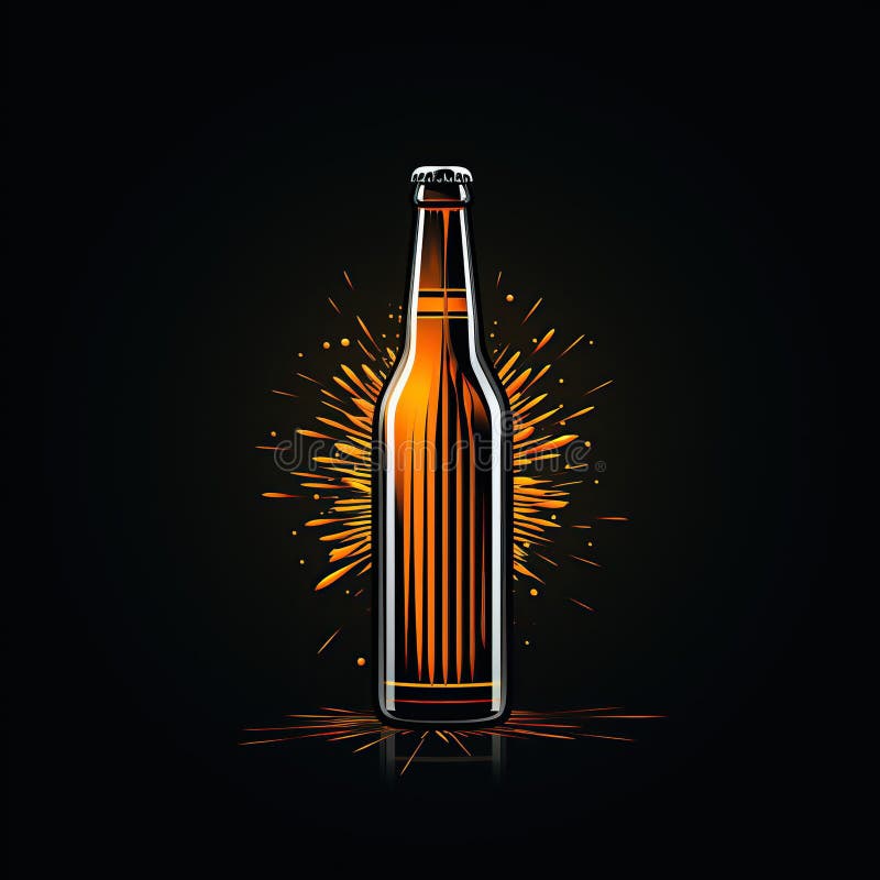 Minimalistic Modern Logo Emblem Symbol of Beer Bottle on a Black ...