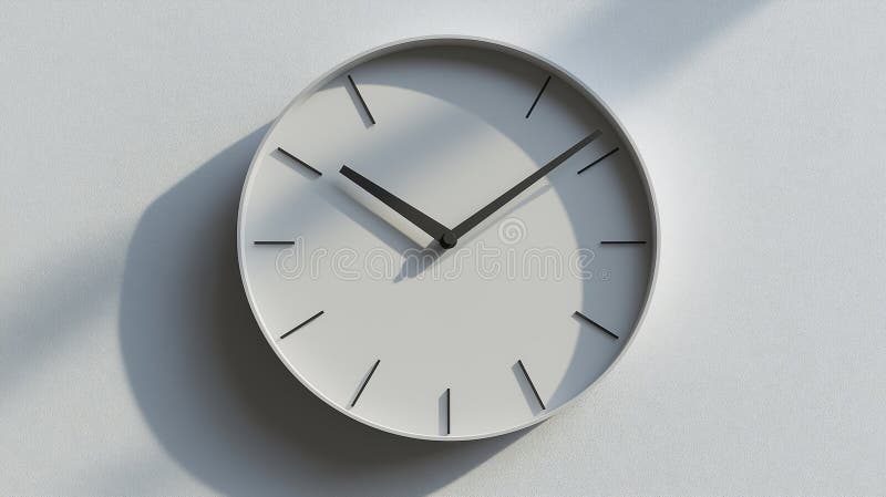 A Minimalistic Modern Wall White Clock Hanging on a White Wall with the ...