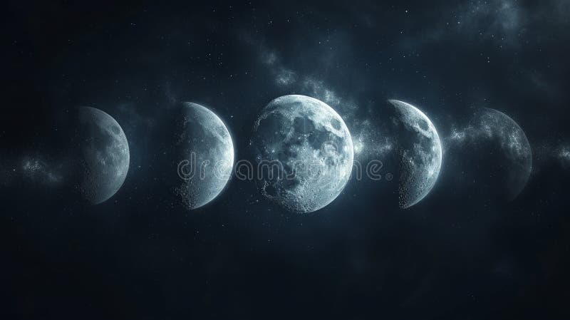 Lunar Phases Captured Against a Dark Sky Showcasing the Progression ...