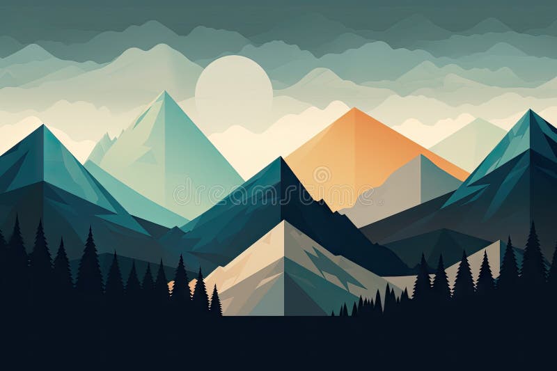 Minimalistic Mountain Landscape Artwork for Posters and Wallpapers ...