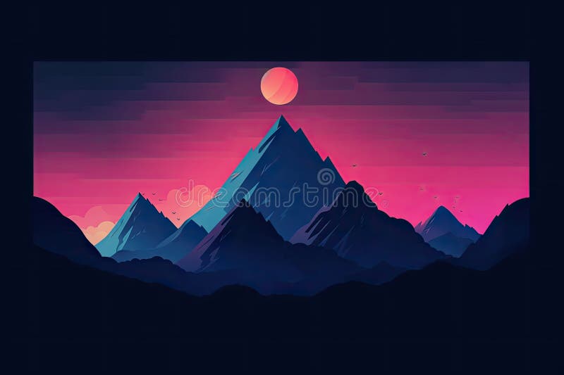 Minimalistic Mountain Landscape Artwork for Posters and Wallpapers ...