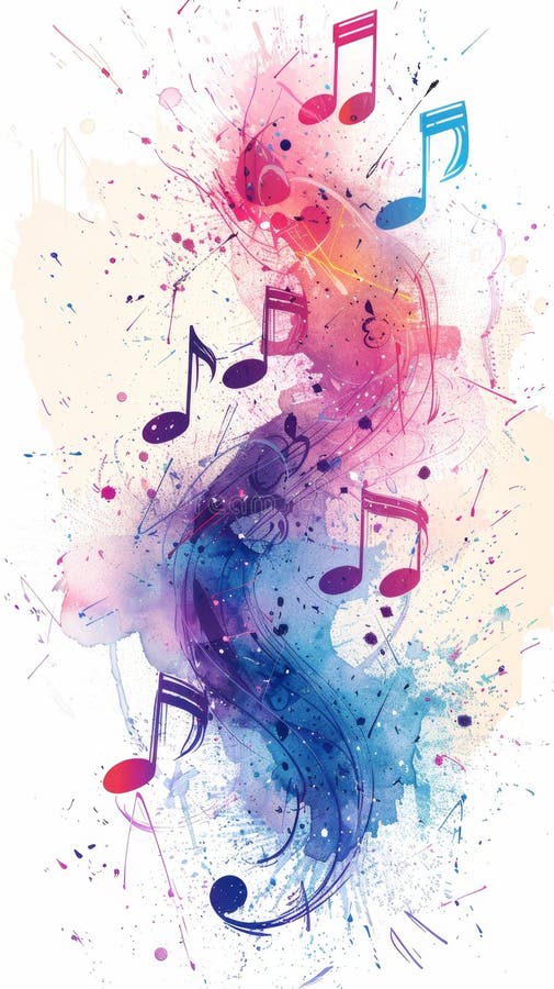 Minimalistic Musical Notes Illustration on White Background, Elegant ...