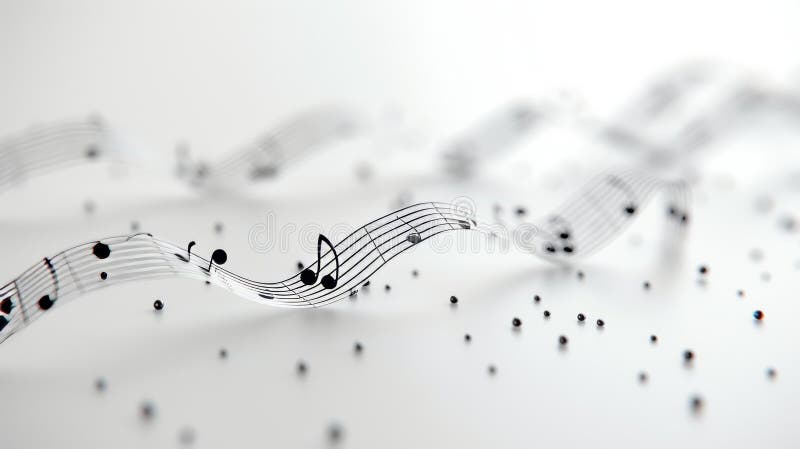 Minimalistic Musical Notes with Melody on Clear Bright White Background ...