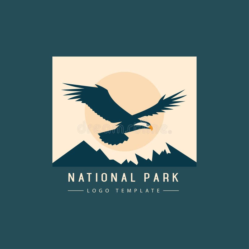 Minimalistic National Park Logo Design, a Soaring Eagle in Flight Stock Vector - Illustration of ...