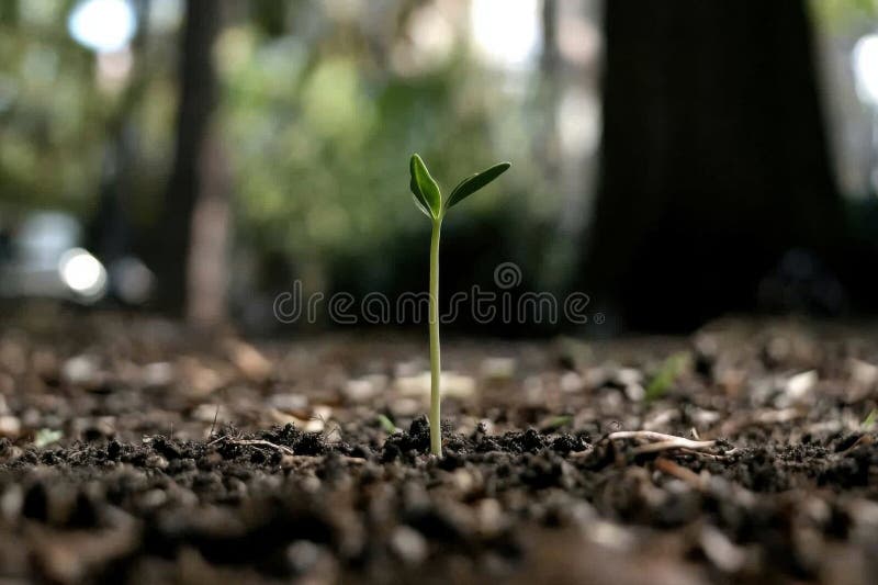 Minimalistic Nature Concept Featuring a Single Green Sprout Emerging ...