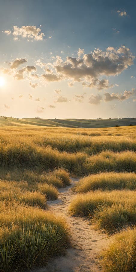 Minimalistic Nature Scene Captured from a Distance, Located in an Open ...