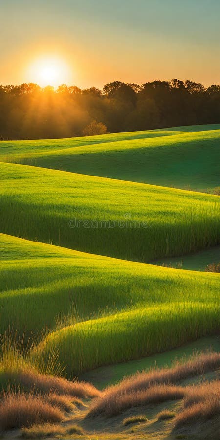 Minimalistic Nature Scene Captured from a Distance, Located in an Open ...