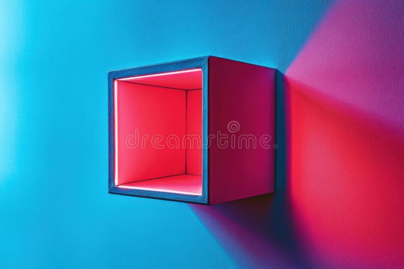 Minimalistic Neon Cube Display with Expressive Lighting for Modern ...