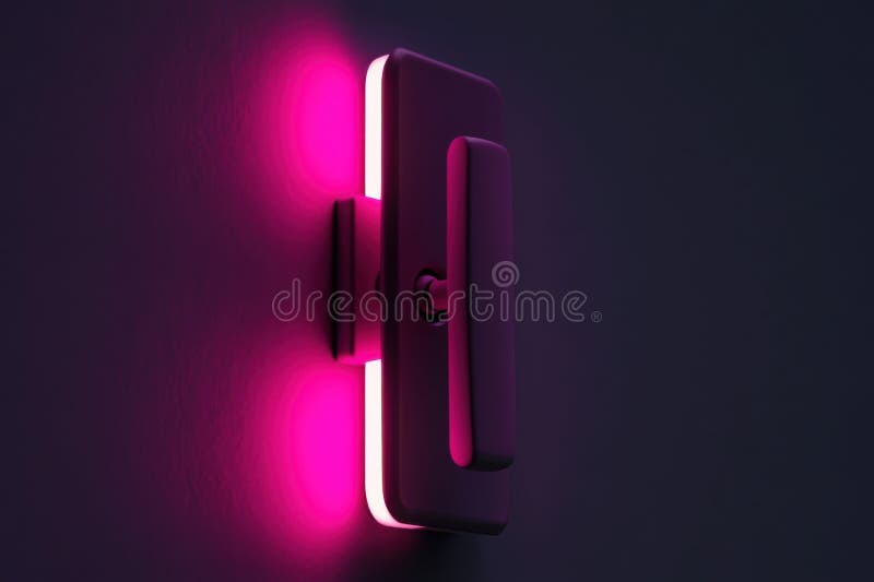 Minimalistic Neon Light Switch with Pink Glow for Modern Interior ...