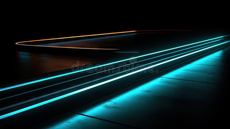 Minimalistic Neon Line in Dark Room Wallpaper. Stock Illustration ...