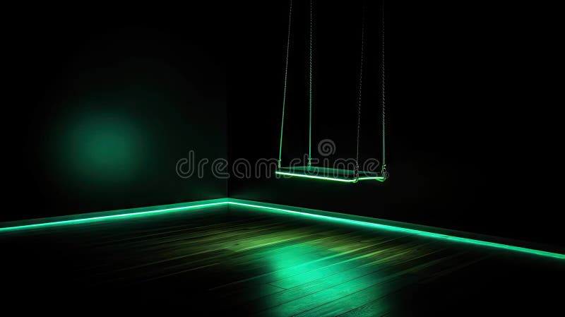 Minimalistic Neon Swing in Dark Room Wallpaper. Stock Illustration ...