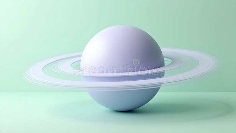 Minimalistic Neptune Model with Lavender Rings on a Mint Green Backdrop ...