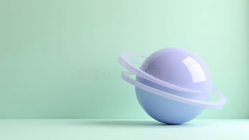 Minimalistic Neptune Model with Lavender Rings on a Mint Green Backdrop ...