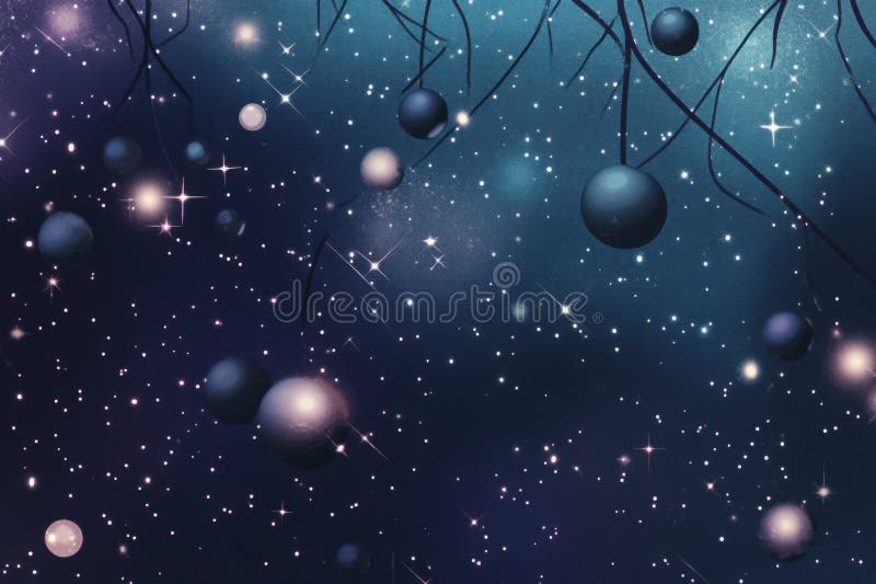 Minimalistic Night Sky with Neon Sparkles and Abstract Spheres for ...