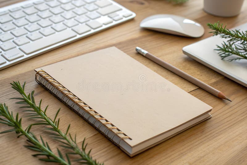 Minimalistic Notebook Crafted from Recycled Paper on a Workspace with ...