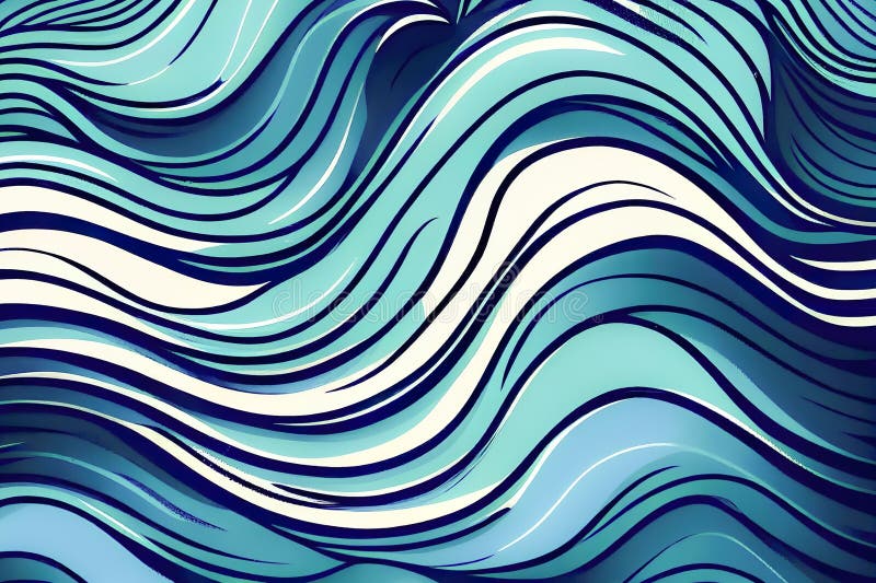 Minimalistic Ocean Waves Illustration. Generative AI Stock Illustration ...