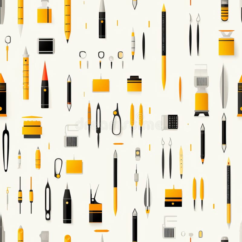 Minimalistic Office Supplies Silhouettes in Primary Colors a Seamless ...