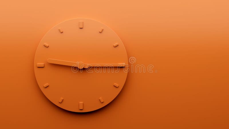 Minimalistic Orange Clock Illustration Showing Quarter Past Nine O ...