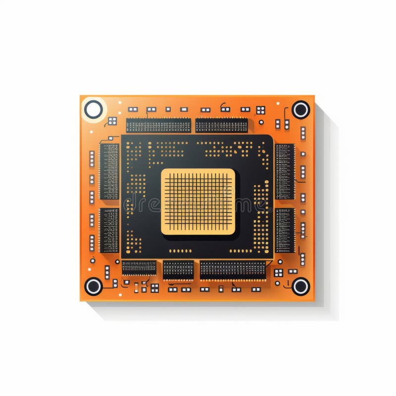 Minimalistic Orange Processor Vector on White Background Stock ...