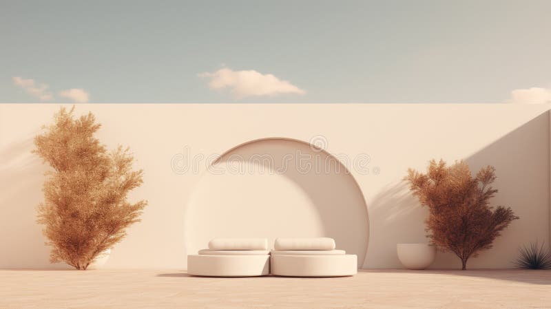 Minimalistic Outdoor Architecture Scene, Simple Interior Design, White ...