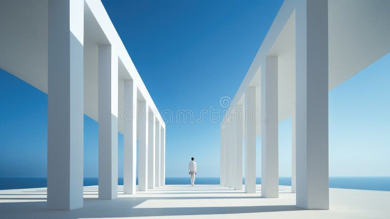 Minimalistic Outdoor Architecture Scene, Simple Interior Design, White ...