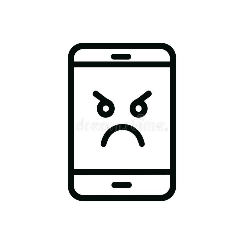 Simple Outline Angry Mobile Phone Application Icon Stock Illustration ...