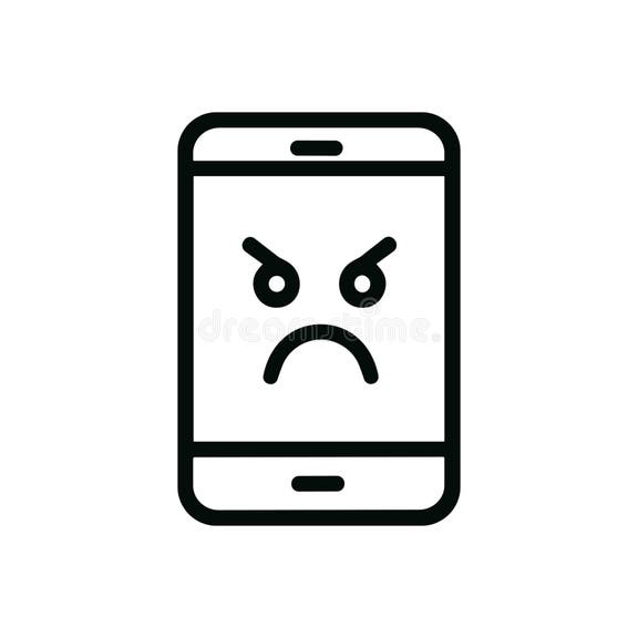 Simple Outline Angry Mobile Phone Application Icon Stock Illustration ...