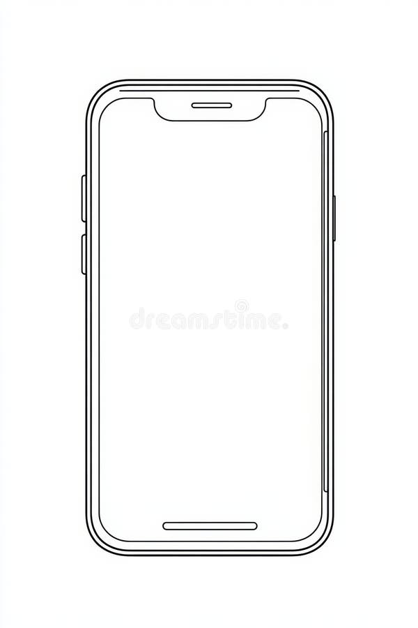 Minimalistic Outline of Modern Smartphone with Front Notch Design Stock ...