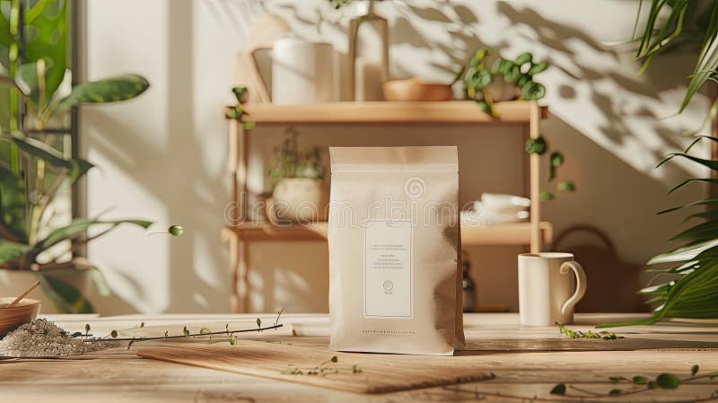 A Minimalistic Packaging Mockup Displayed on a Rustic Wooden Table ...