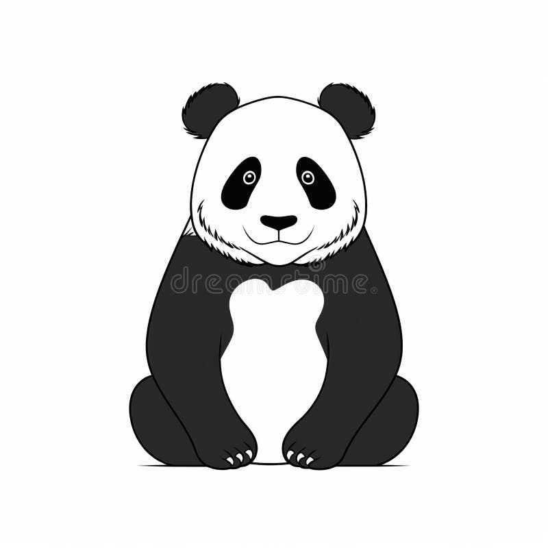 Minimalistic Panda Bear Drawing on White Background Stock Illustration ...