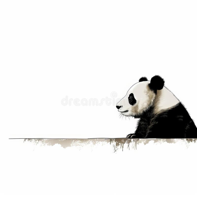 Minimalistic Panda Vector Art on White Background Asking Food Stock ...