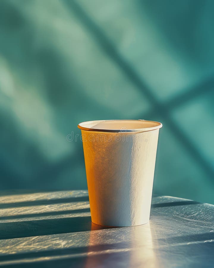 Minimalistic Paper Cup with Sunlight and Shadow Play Aesthetic Single ...