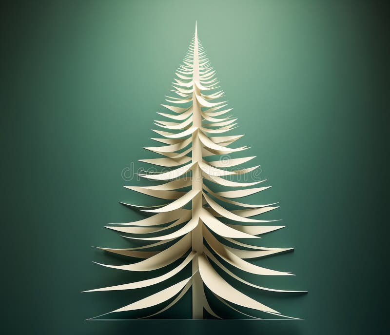 Minimalistic Paper Tree on a Green Background Stock Illustration ...