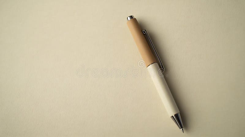 Minimalistic Pen on a Smooth Cream-colored Paper Surface Stock ...