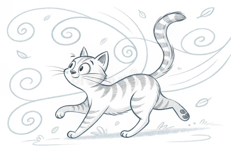 A Minimalistic Pencil Sketch of a Cat, Made Using Quick, Deliberate ...