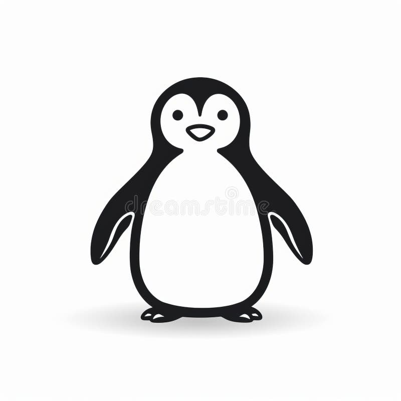 Minimalistic 2d Penguin Icon on White Background Stock Illustration ...