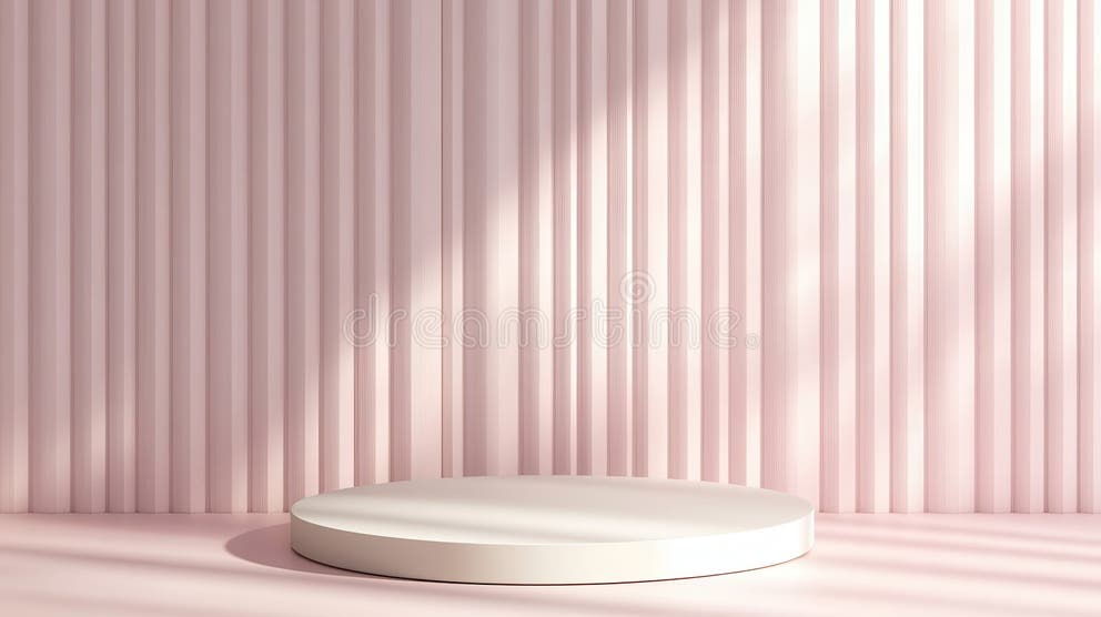 Minimalistic Pink Background with Empty White Platform for Product ...